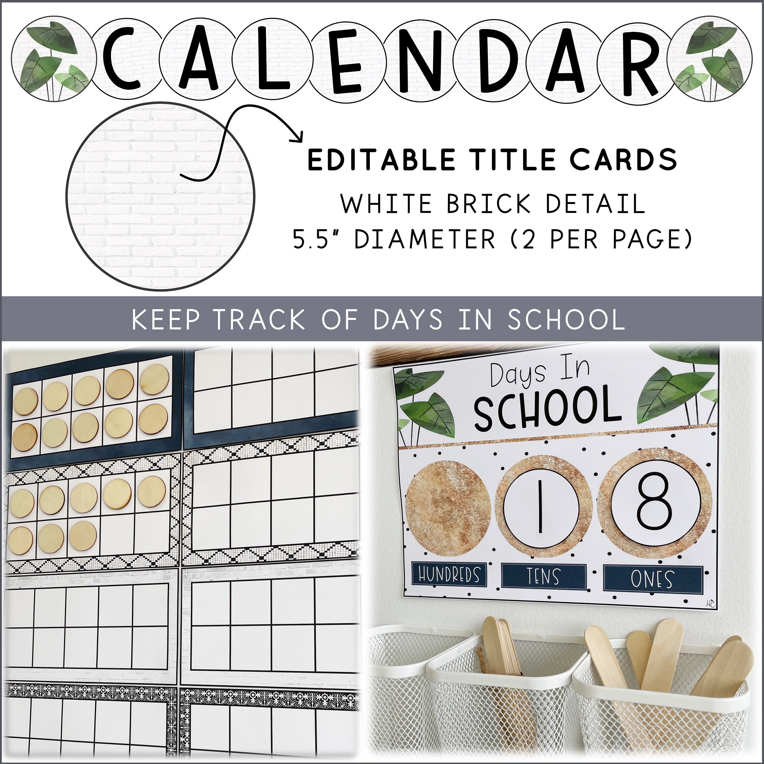 Boho Classroom Calendar Boho Plants Editable Classroom - Etsy
