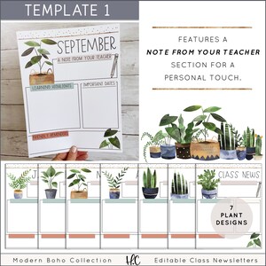 Classroom Newsletters | Boho Plants Classroom Decor | Editable ...