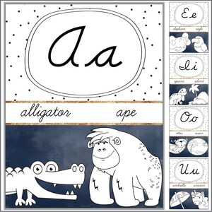 Cursive Alphabet Posters With Graphics Boho Plants Classroom Decor ...