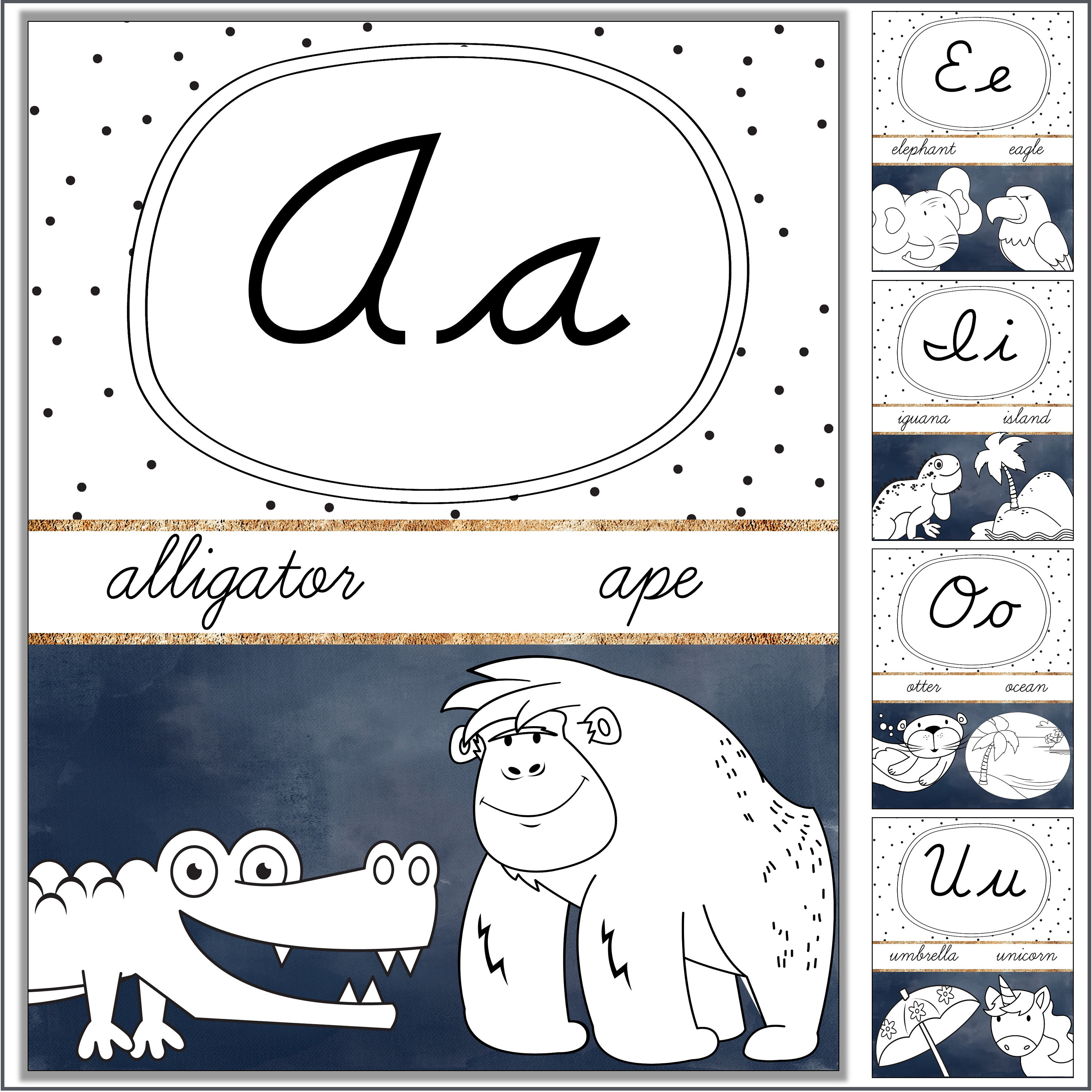 Cursive Alphabet Posters With Graphics Boho Plants Classroom Decor ...