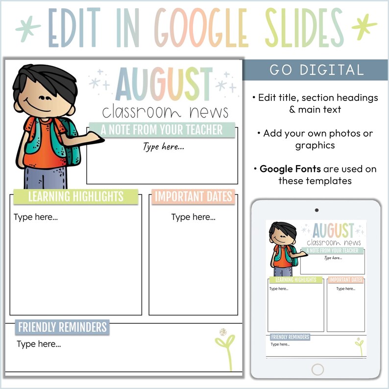 Editable Classroom Newsletter Templates: Hello Calm Pastel Classroom ...