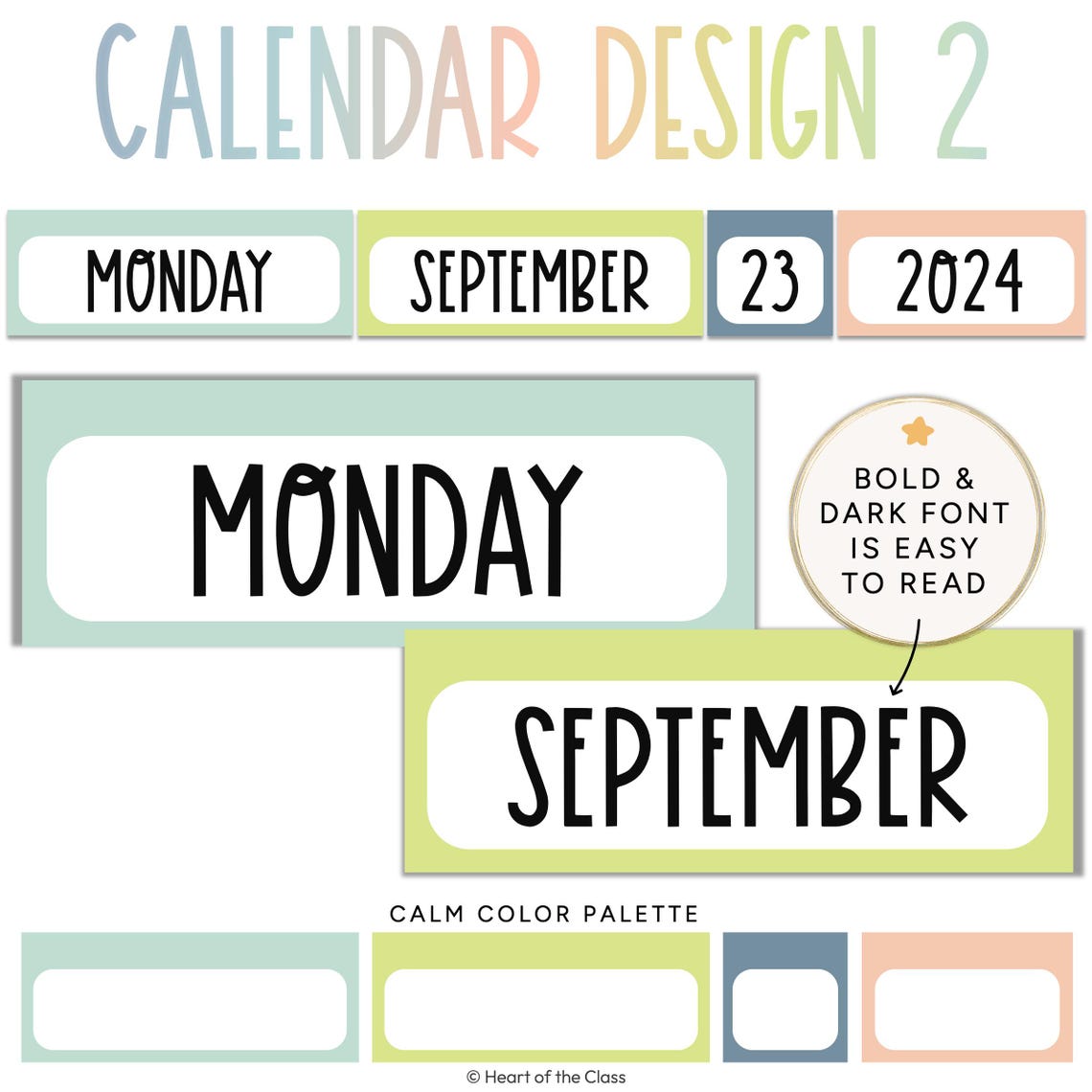 Hello Calm Classroom Flip Calendar Cards for Magnetic Rod | Editable ...