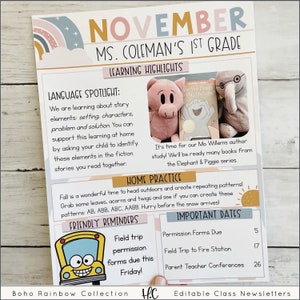 Classroom Newsletters | Boho Rainbow Classroom Decor | Editable ...