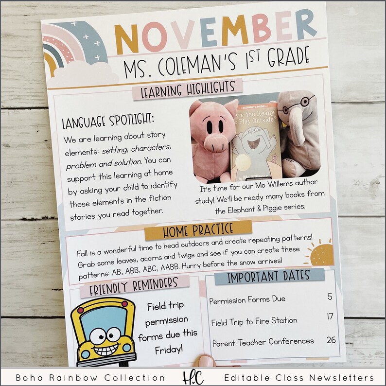 Classroom Newsletters Boho Rainbow Classroom Decor - Etsy