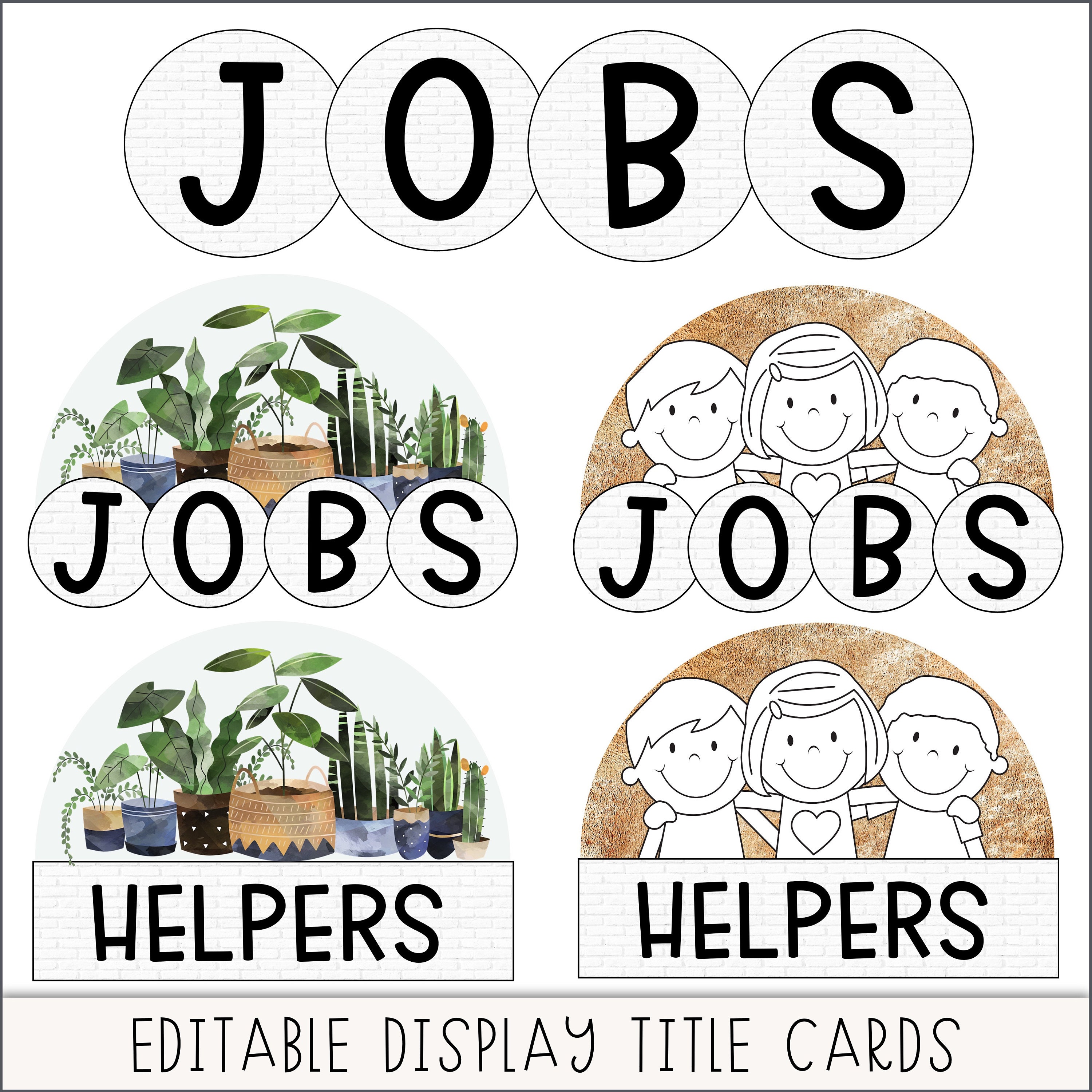 Classroom Jobs Display With Editable Student Job Cards Boho Plants ...