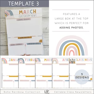 Classroom Newsletters | Boho Rainbow Classroom Decor | Editable ...