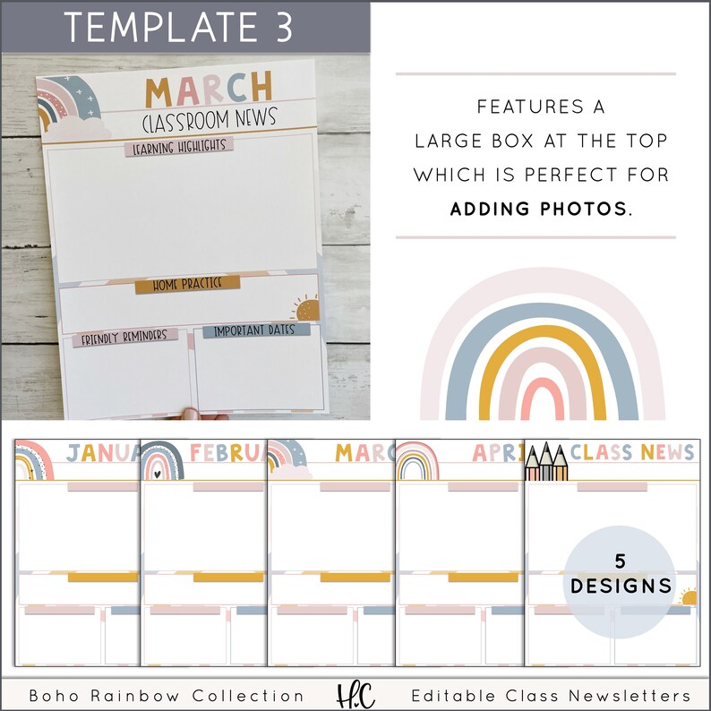 Classroom Newsletters Boho Rainbow Classroom Decor - Etsy