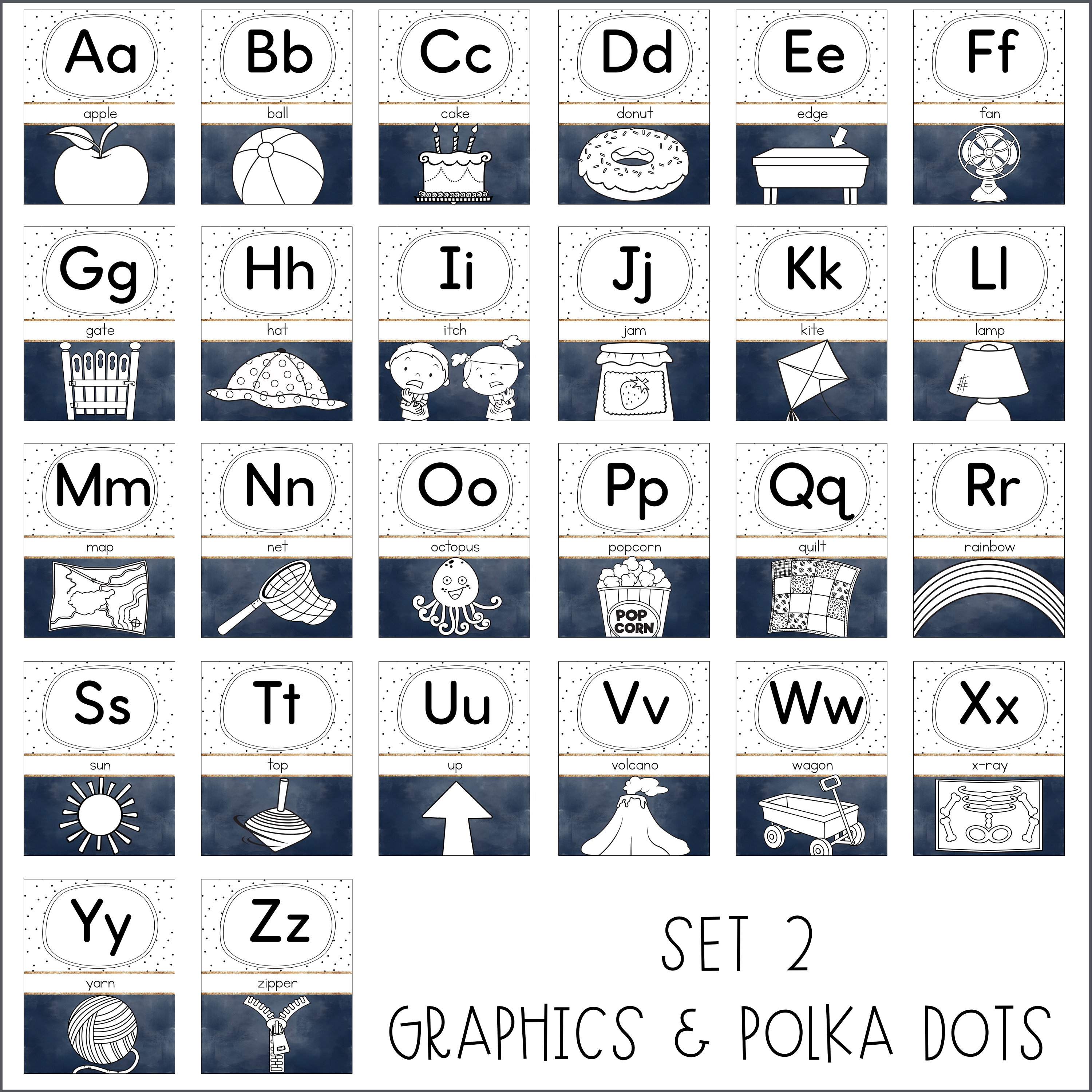 Modern Boho Classroom Alphabet Posters With Graphics Printable Alphabet ...
