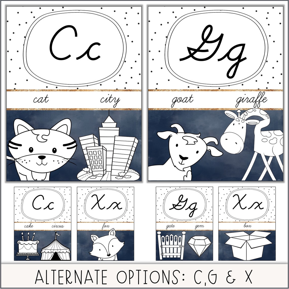 Cursive Alphabet Posters With Graphics Boho Plants Classroom - Etsy Canada