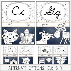 Cursive Alphabet Posters With Graphics Boho Plants Classroom Decor ...