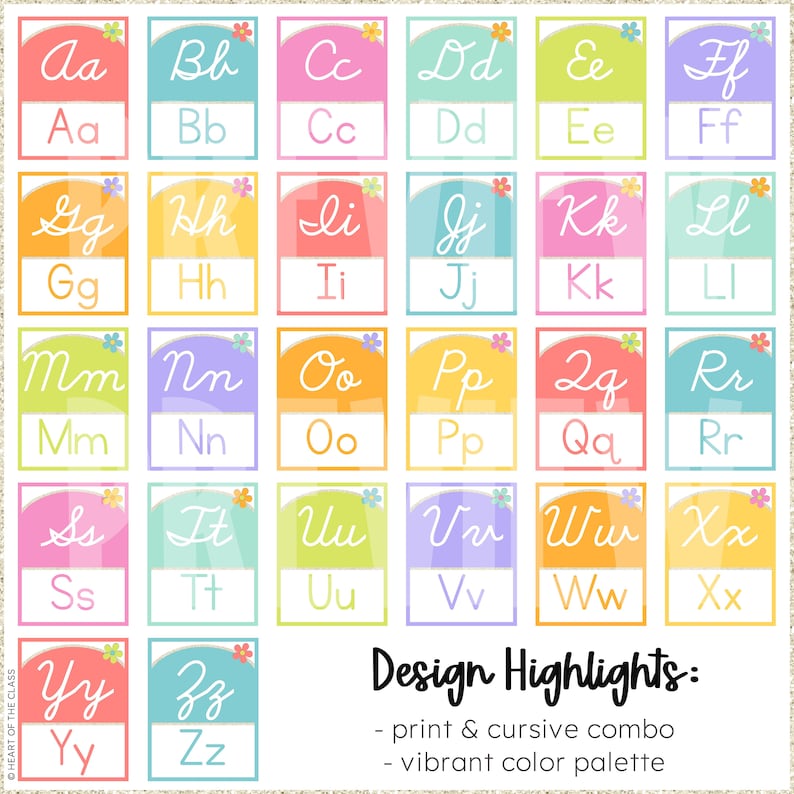 Classroom Cursive Alphabet Posters Hello Brights Classroom Decor ...