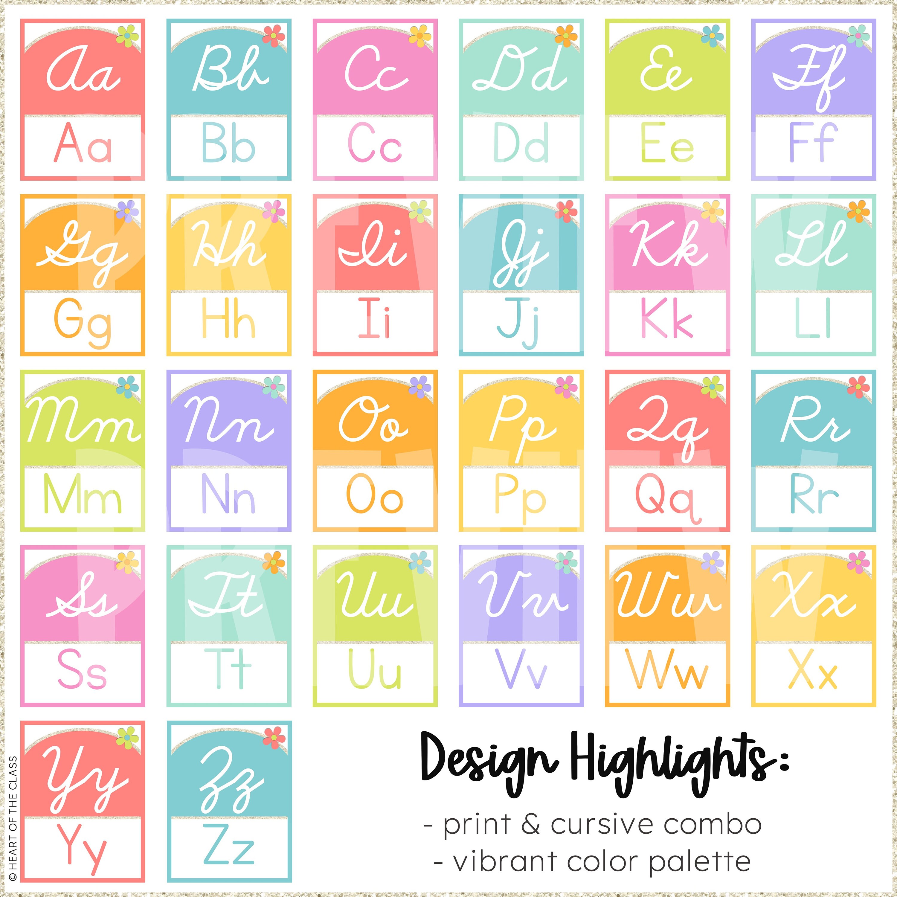 Classroom Cursive Alphabet Posters Hello Brights Classroom Decor ...
