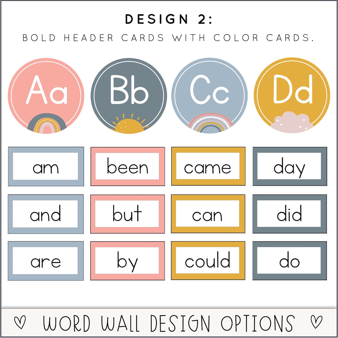 Boho Rainbow Classroom Word Wall Editable Word Wall Sight - Etsy