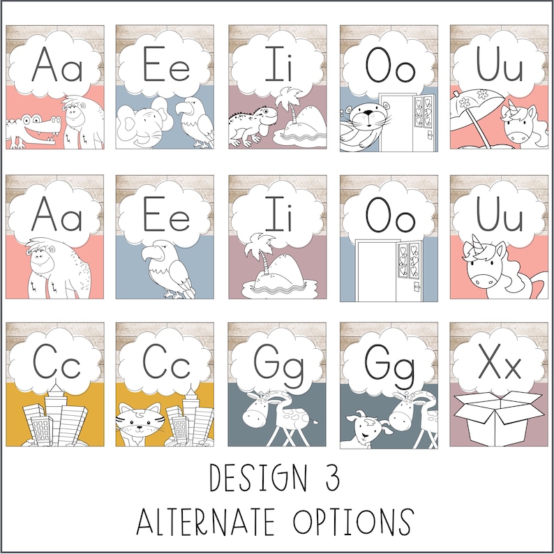 Alphabet Posters Boho Rainbow Classroom Alphabet Primary - Etsy