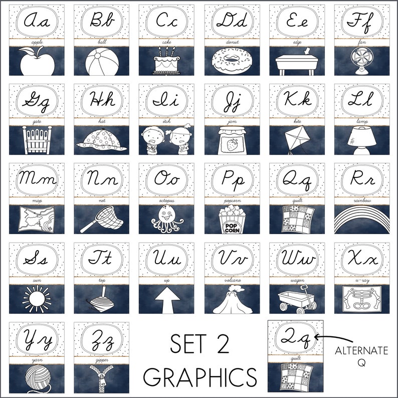 Cursive Alphabet Posters With Graphics Boho Plants Classroom - Etsy Canada