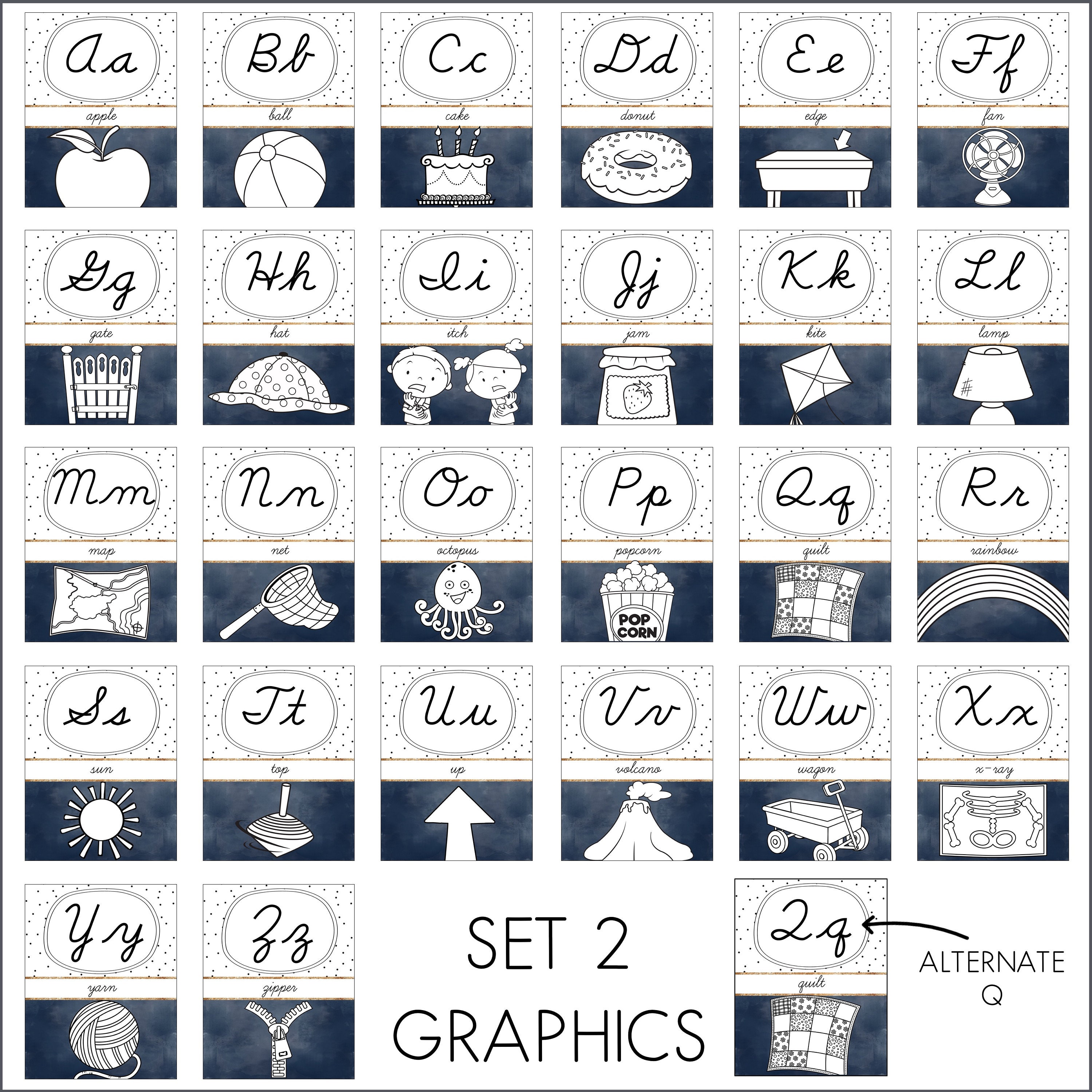 Cursive Alphabet Posters With Graphics Boho Plants Classroom - Etsy Canada