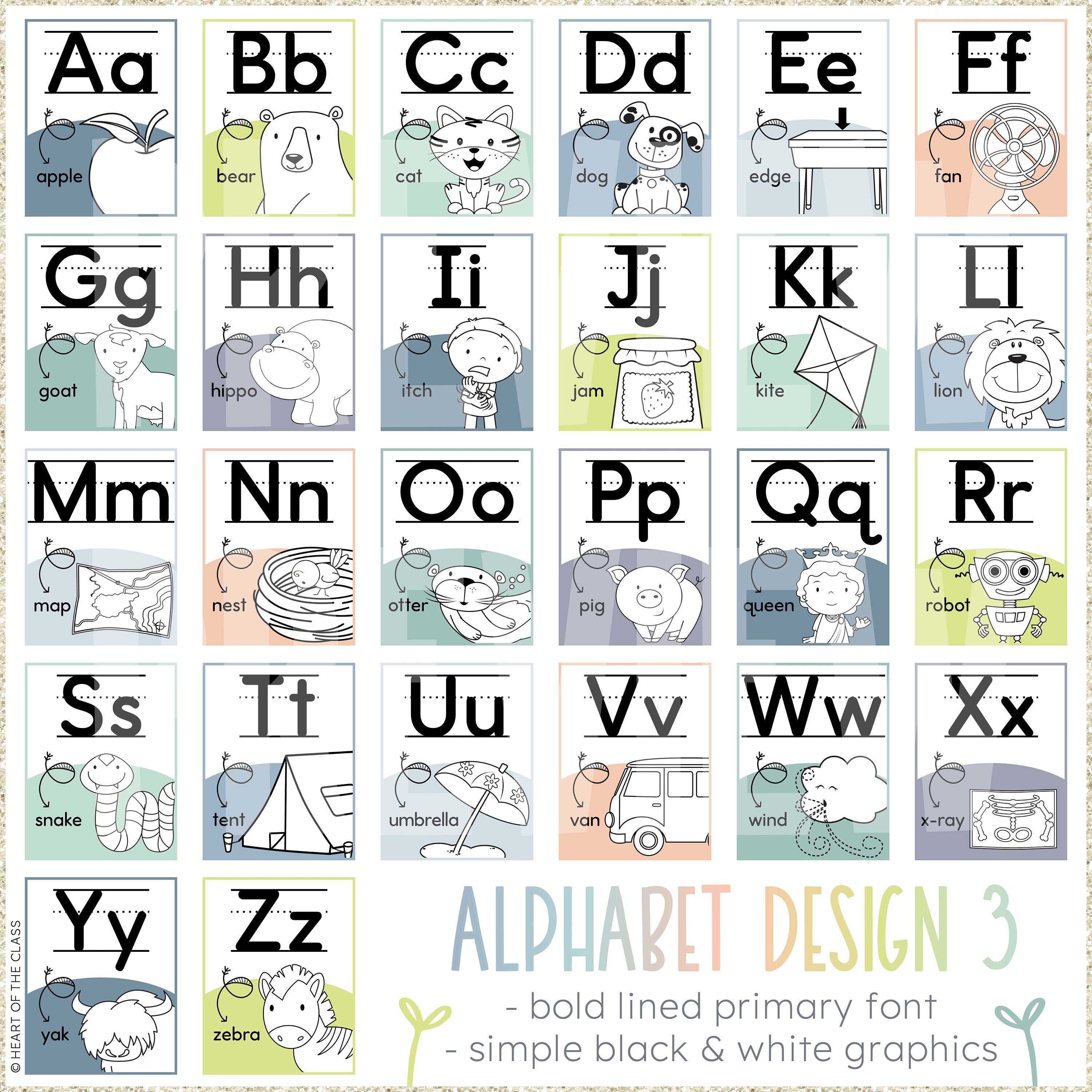 Classroom Alphabet Posters Hello Calm Classroom Decor Printable ...