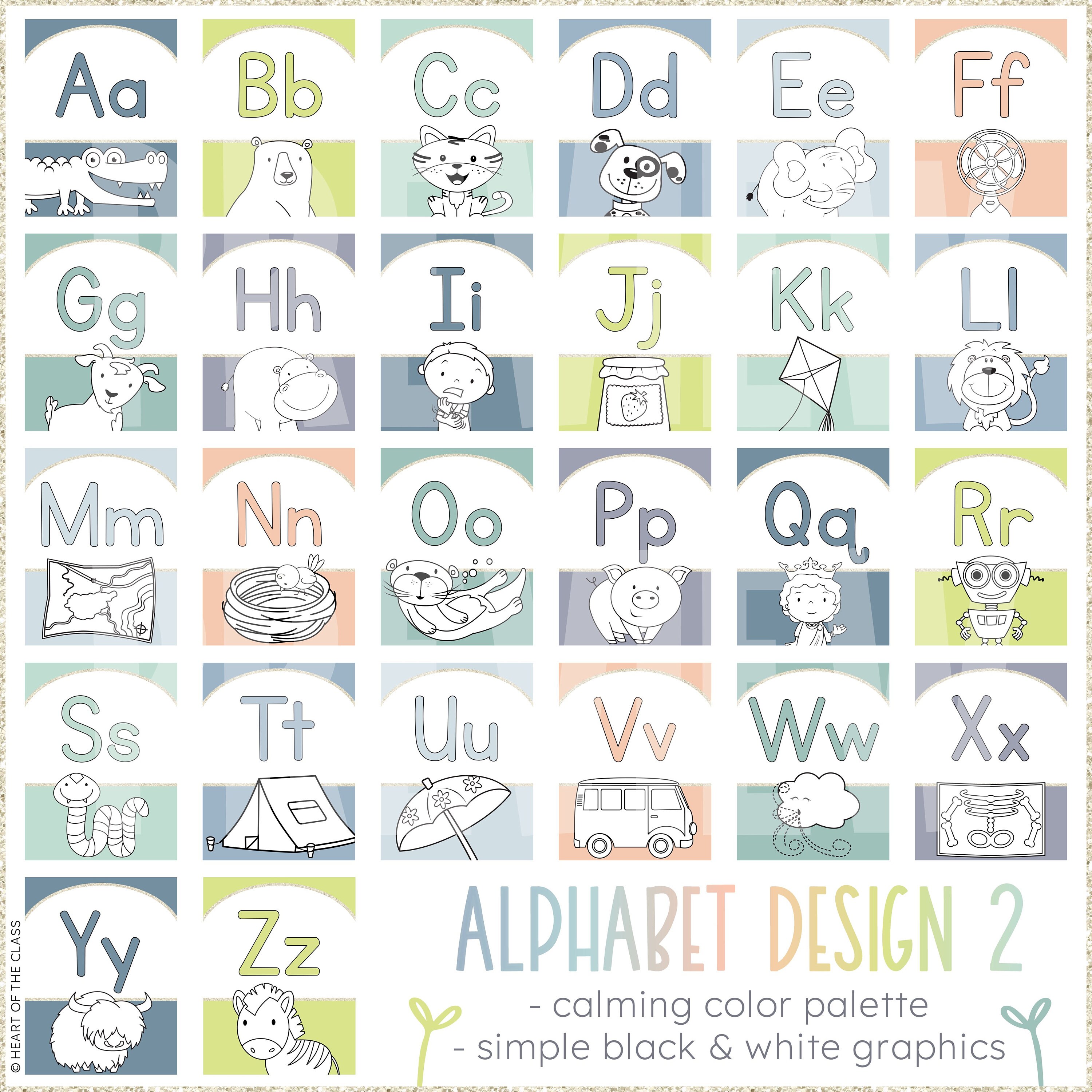 Classroom Alphabet Posters Hello Calm Classroom Decor Printable ...