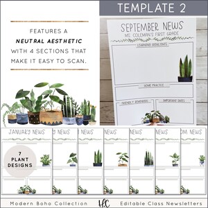 Classroom Newsletters | Boho Plants Classroom Decor | Editable ...