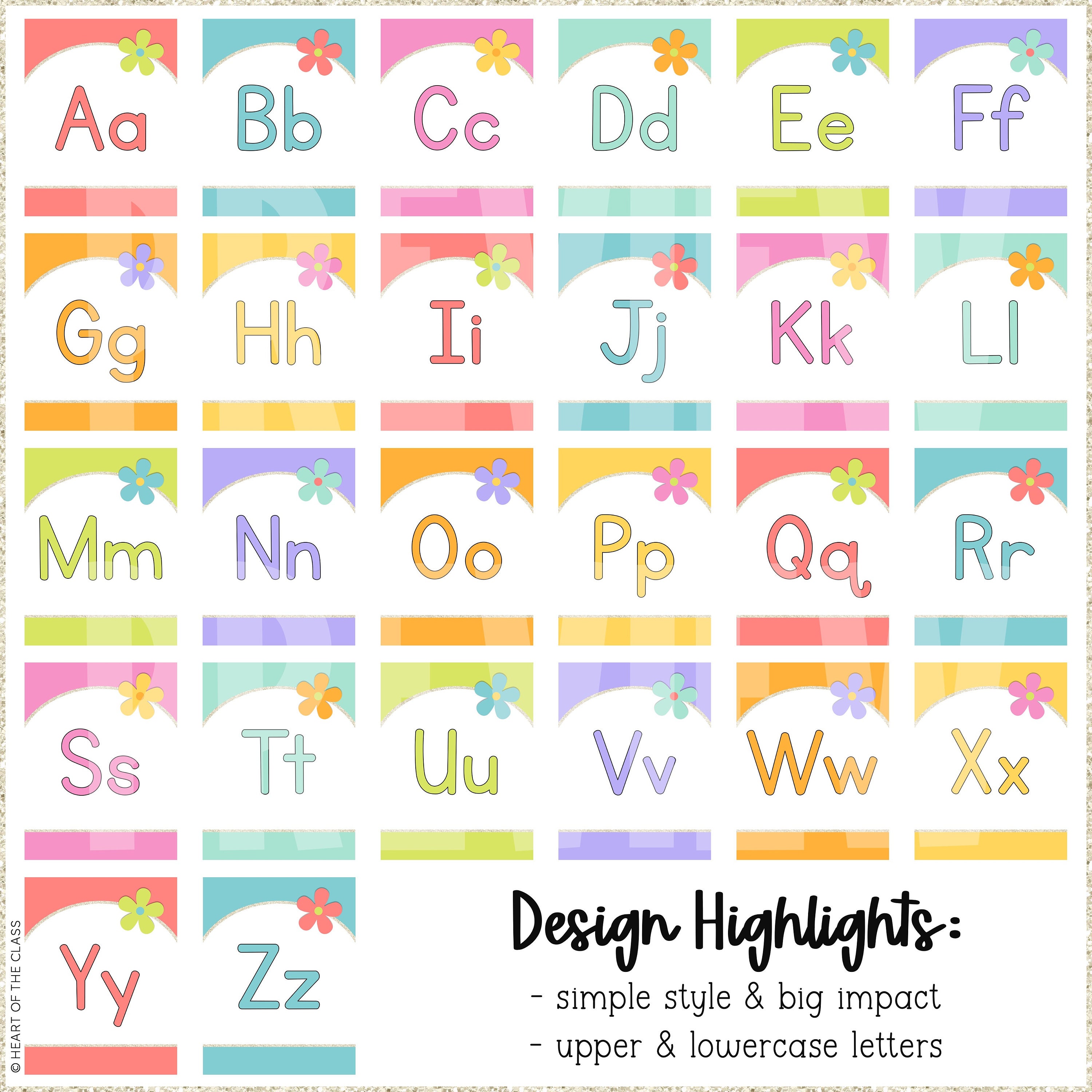Classroom Alphabet Posters Hello Brights Classroom Decor Printable ...