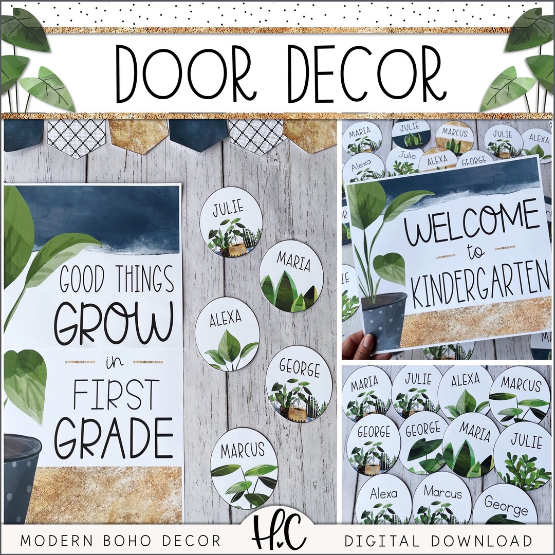 Classroom Door Decor Modern Boho Editable Classroom Decor - Etsy