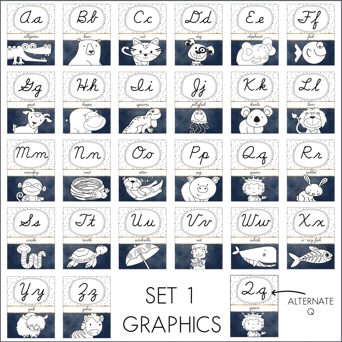 Cursive Alphabet Posters With Graphics Boho Plants Classroom - Etsy Canada