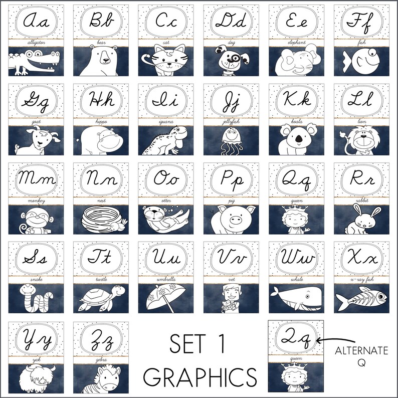 Cursive Alphabet Posters With Graphics Boho Plants Classroom - Etsy Canada