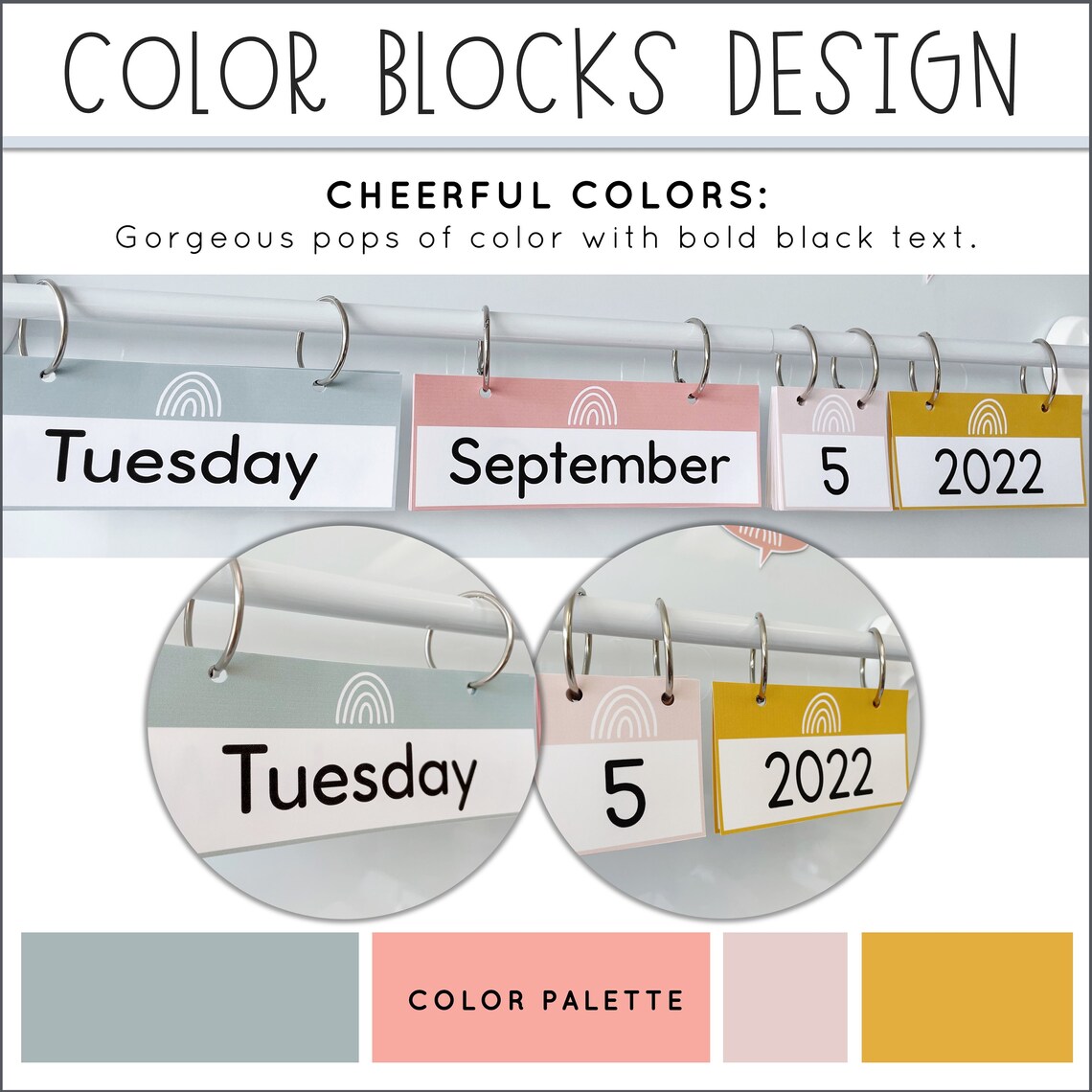 Flip Calendar Boho Rainbow Classroom Decor Classroom - Etsy