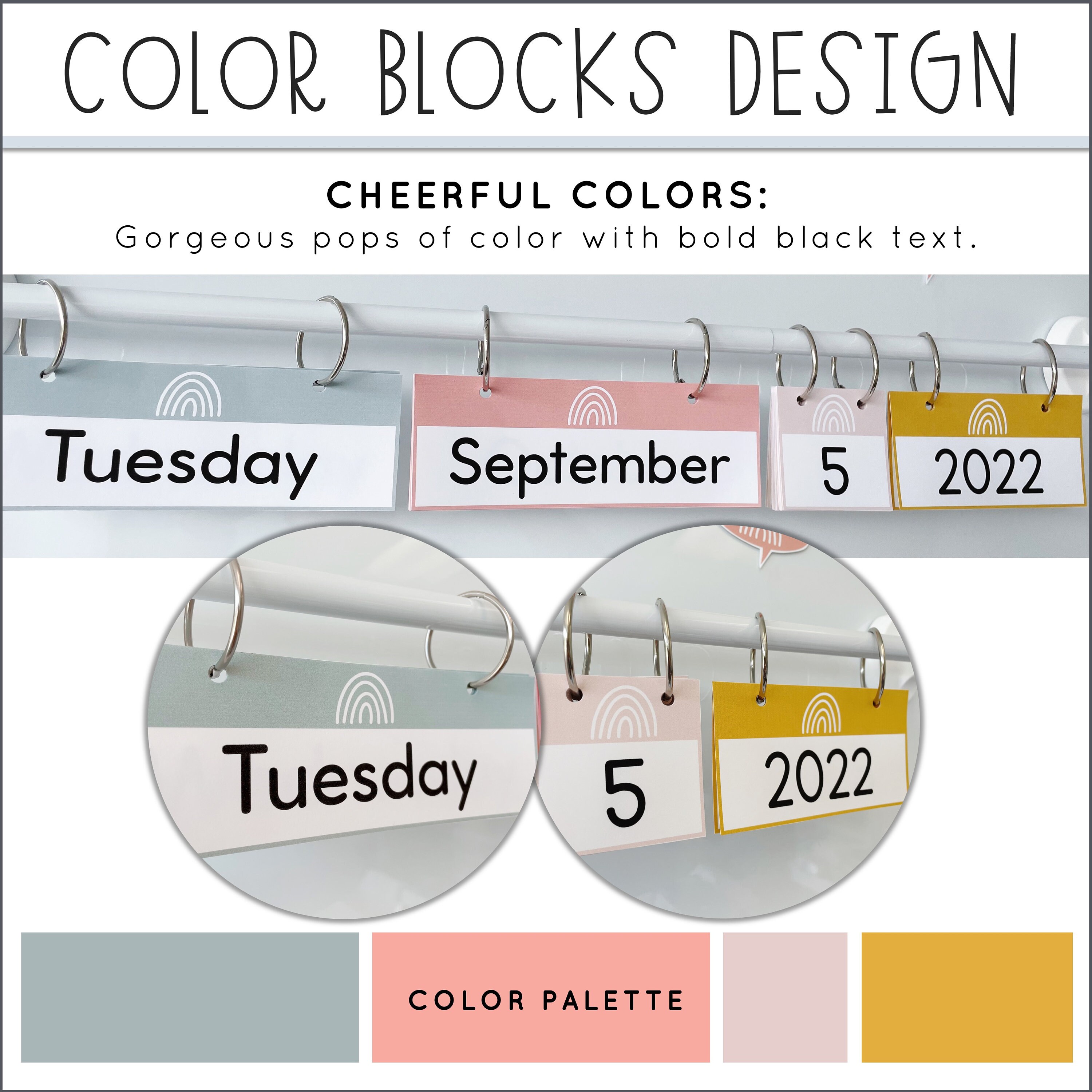 Flip Calendar Boho Rainbow Classroom Decor Classroom - Etsy