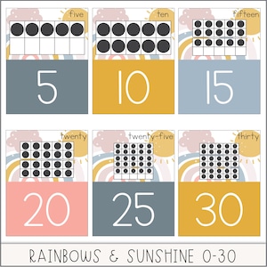 Boho Rainbow Number Posters | Ten Frames Posters | Classroom Decor ...