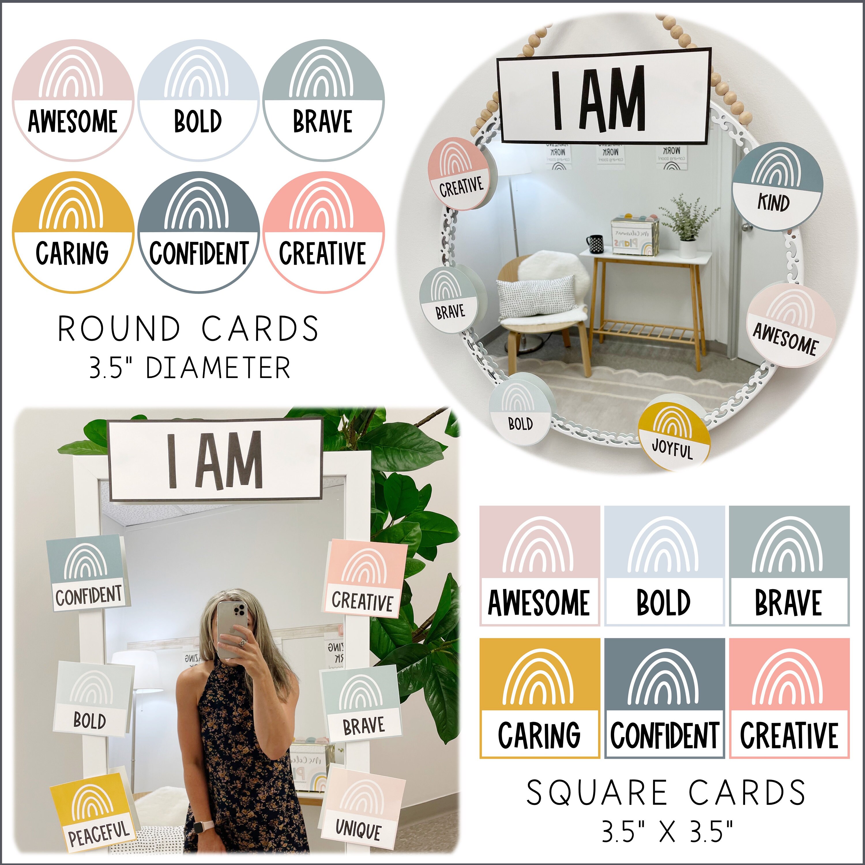 Affirmation Station Boho Rainbow Classroom Decor Affirmation Mirror - Etsy