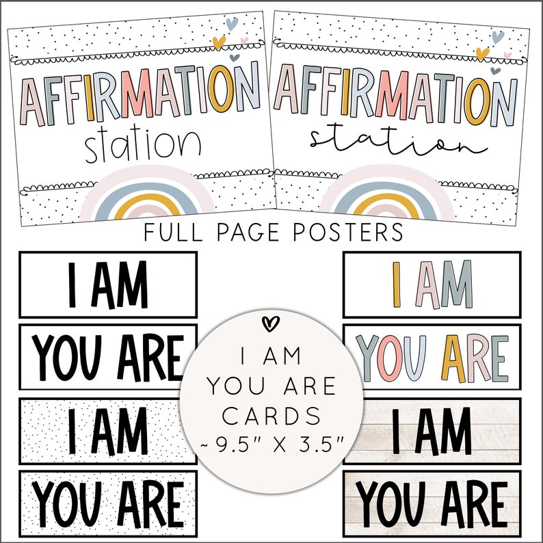 Affirmation Station | Boho Rainbow Classroom Decor | Affirmation Mirror ...