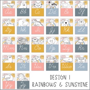 Cursive Alphabet Posters | Boho Rainbow Classroom Cursive Posters ...