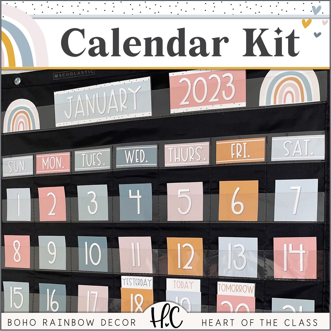 Classroom Calendar | Boho Rainbow Classroom Decor | Editable Classroom ...
