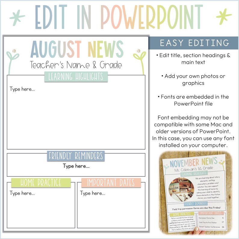 Editable Classroom Newsletter Templates: Hello Calm Pastel Classroom ...