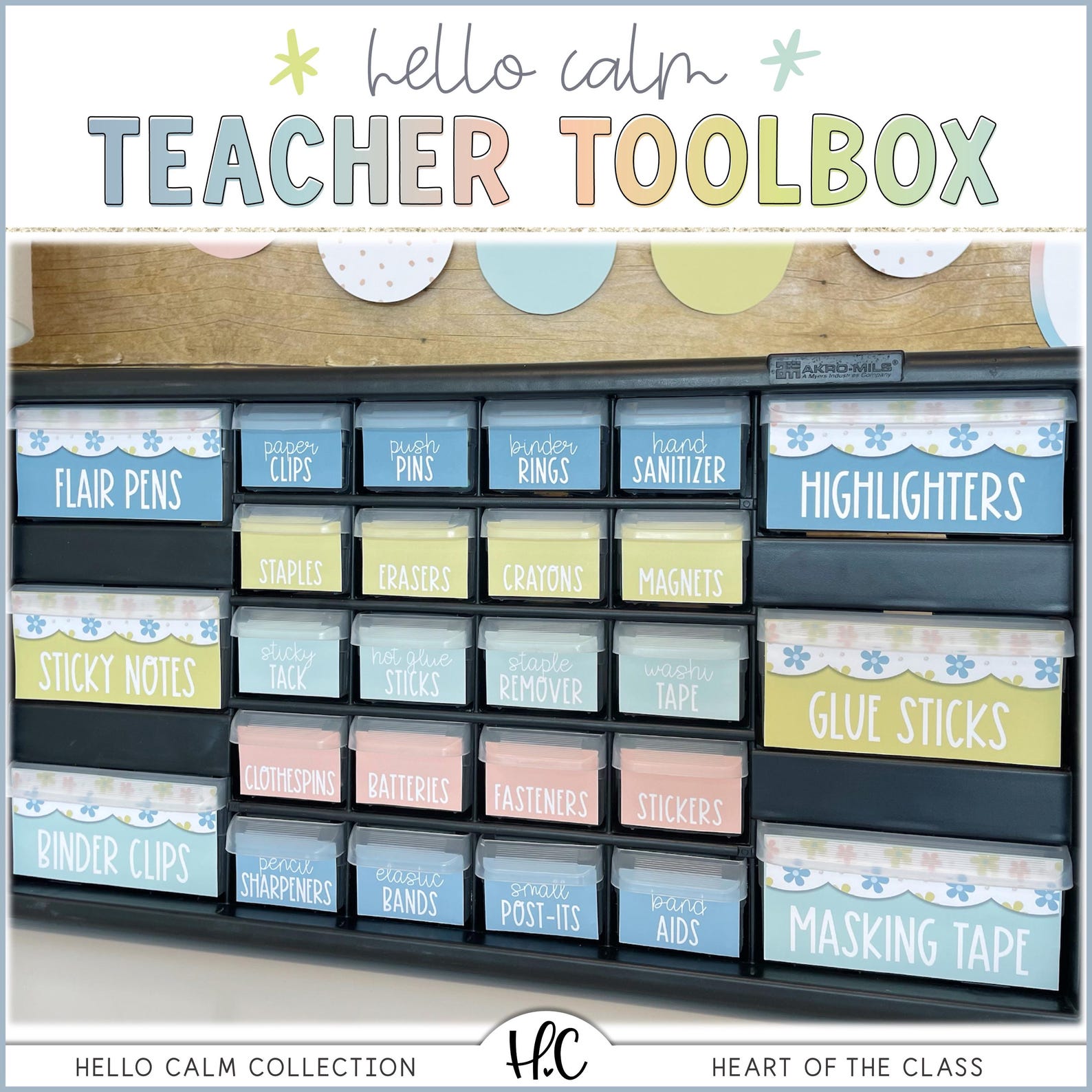 Hello Calm Pastel Classroom Decor: Teacher Toolbox Editable Labels ...