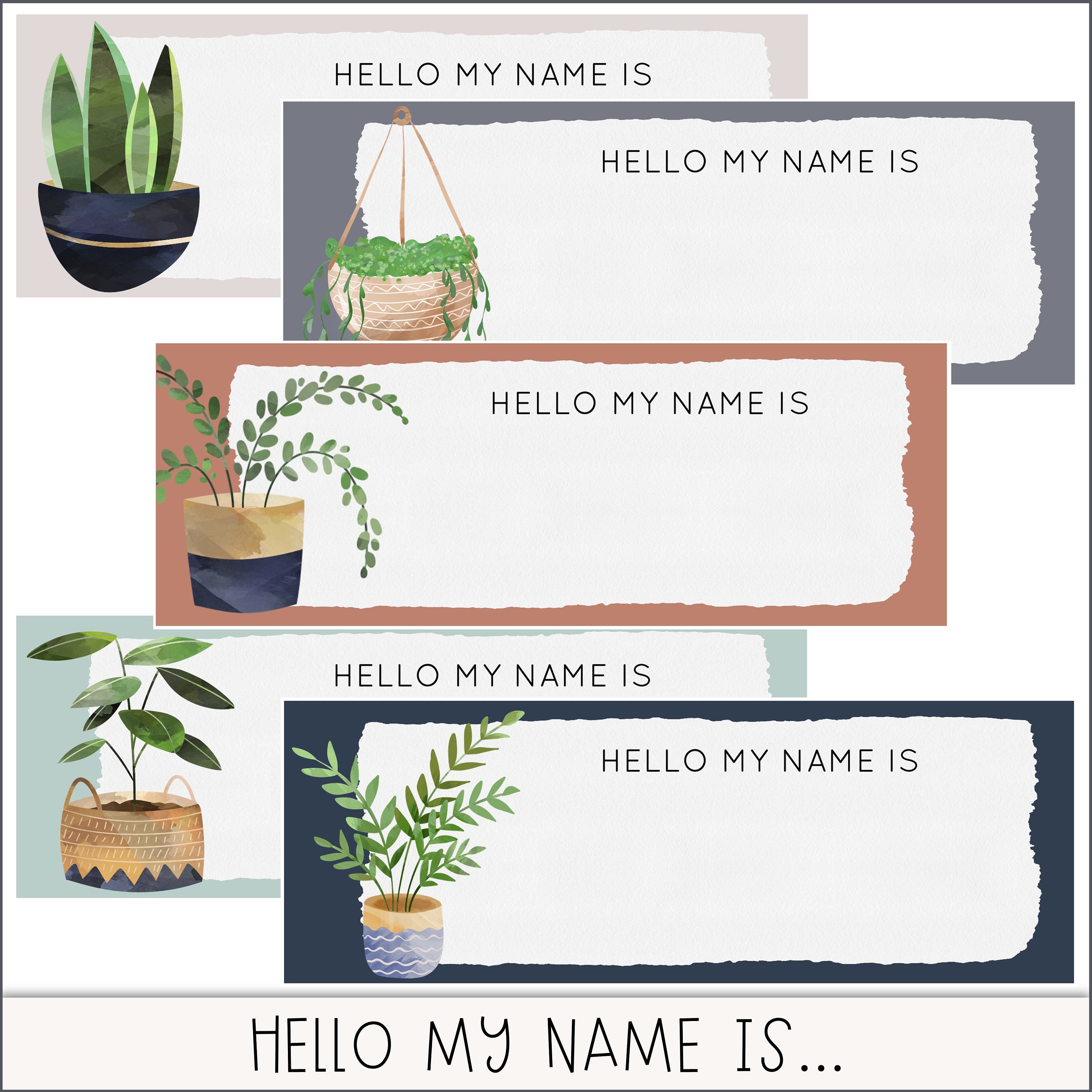 Boho Desk Name Tags Editable Classroom Student Name Tags Boho Plants ...