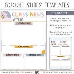 Classroom Newsletters | Boho Rainbow Classroom Decor | Editable ...