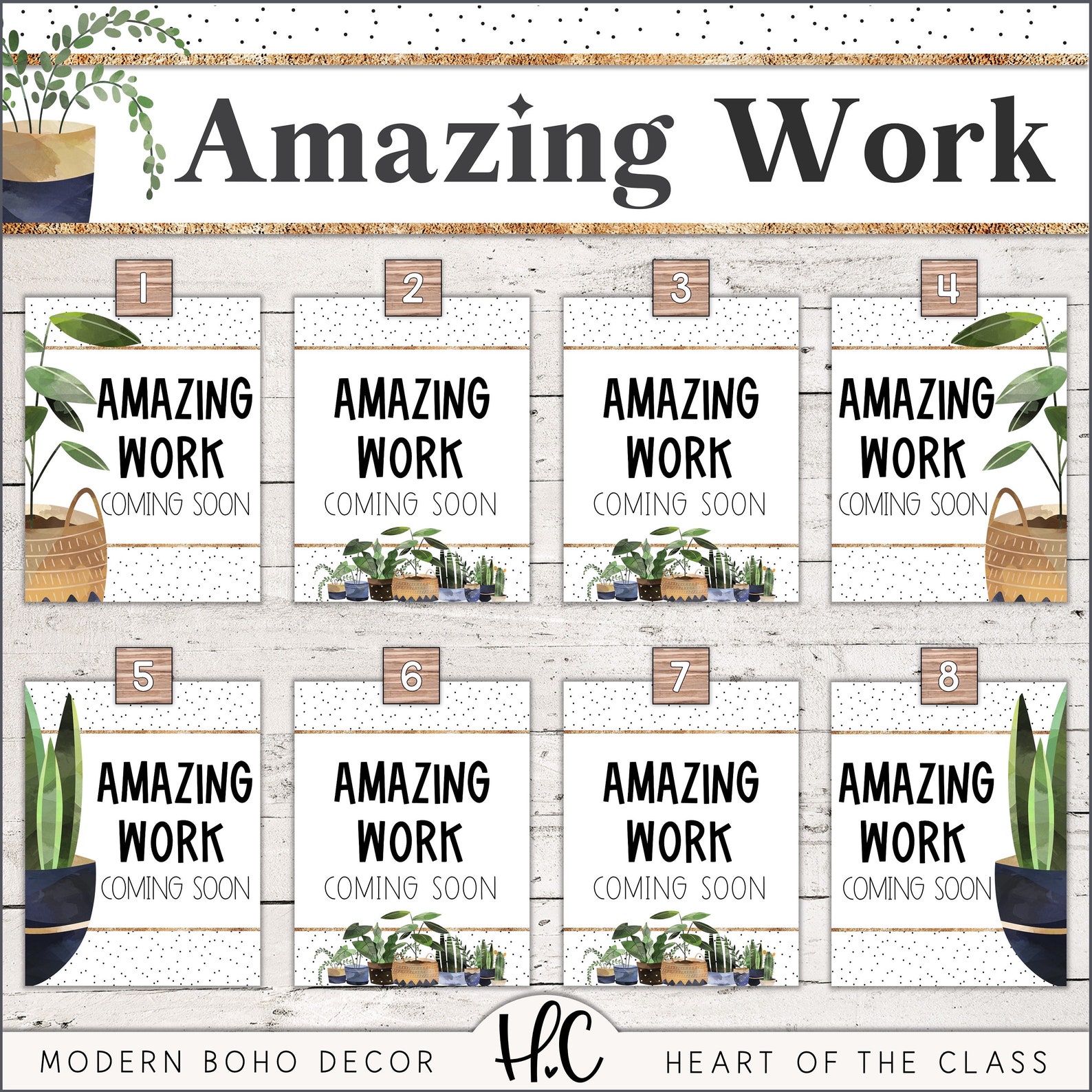 Modern Boho Plants Classroom Bulletin Board: Amazing Work Display ...