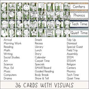 Classroom Schedule Cards With Graphics | Boho Visual Classroom Schedule ...