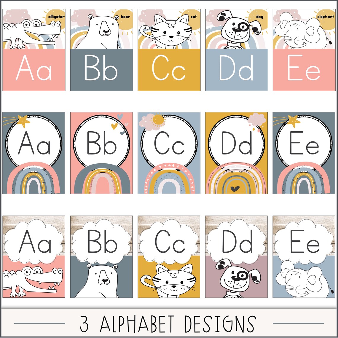Alphabet Posters | Boho Rainbow Classroom Alphabet | Primary Alphabet ...