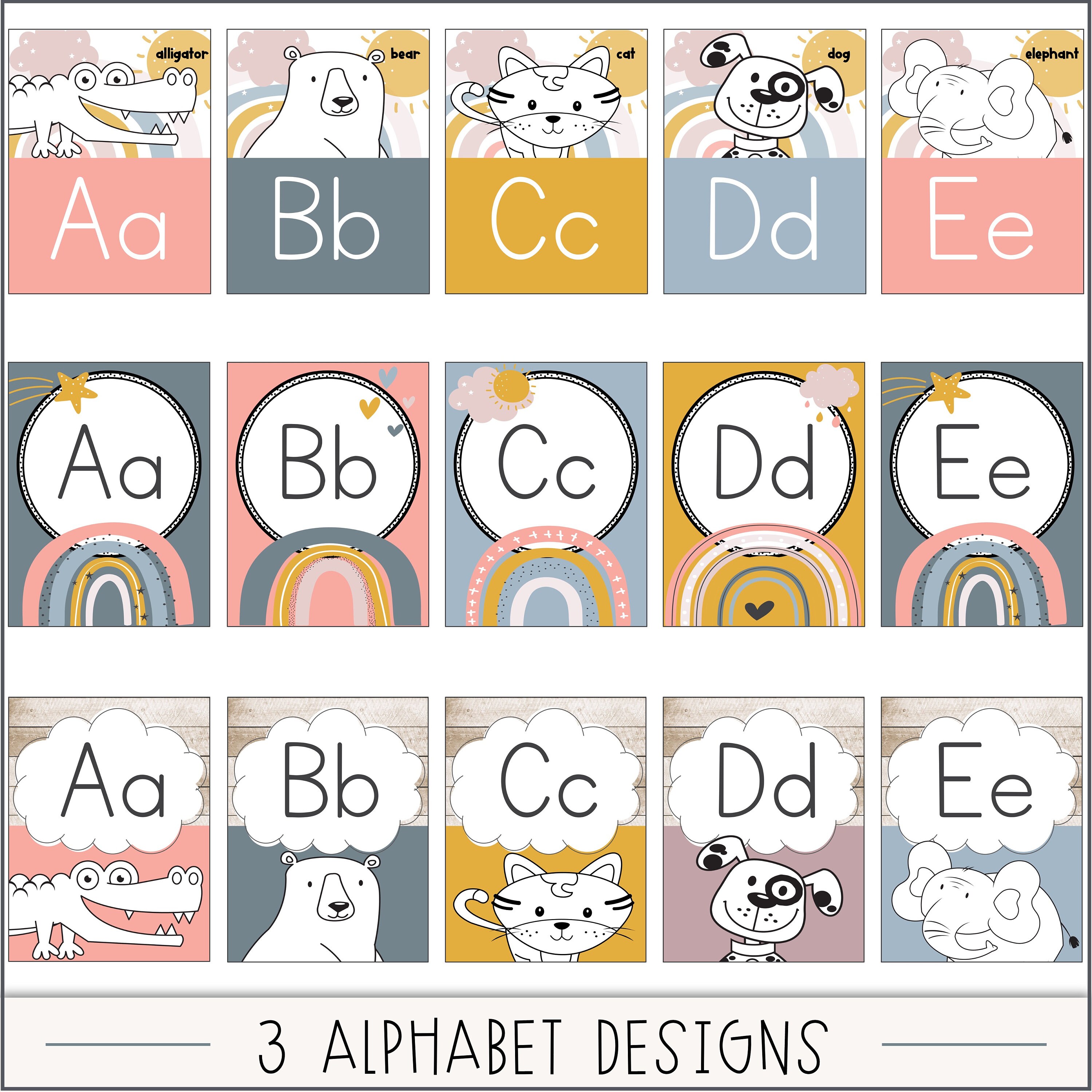 Alphabet Posters | Boho Rainbow Classroom Alphabet | Primary Alphabet ...