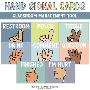 Hello Calm Classroom Hand Signals Posters Non-verbal Communication for ...