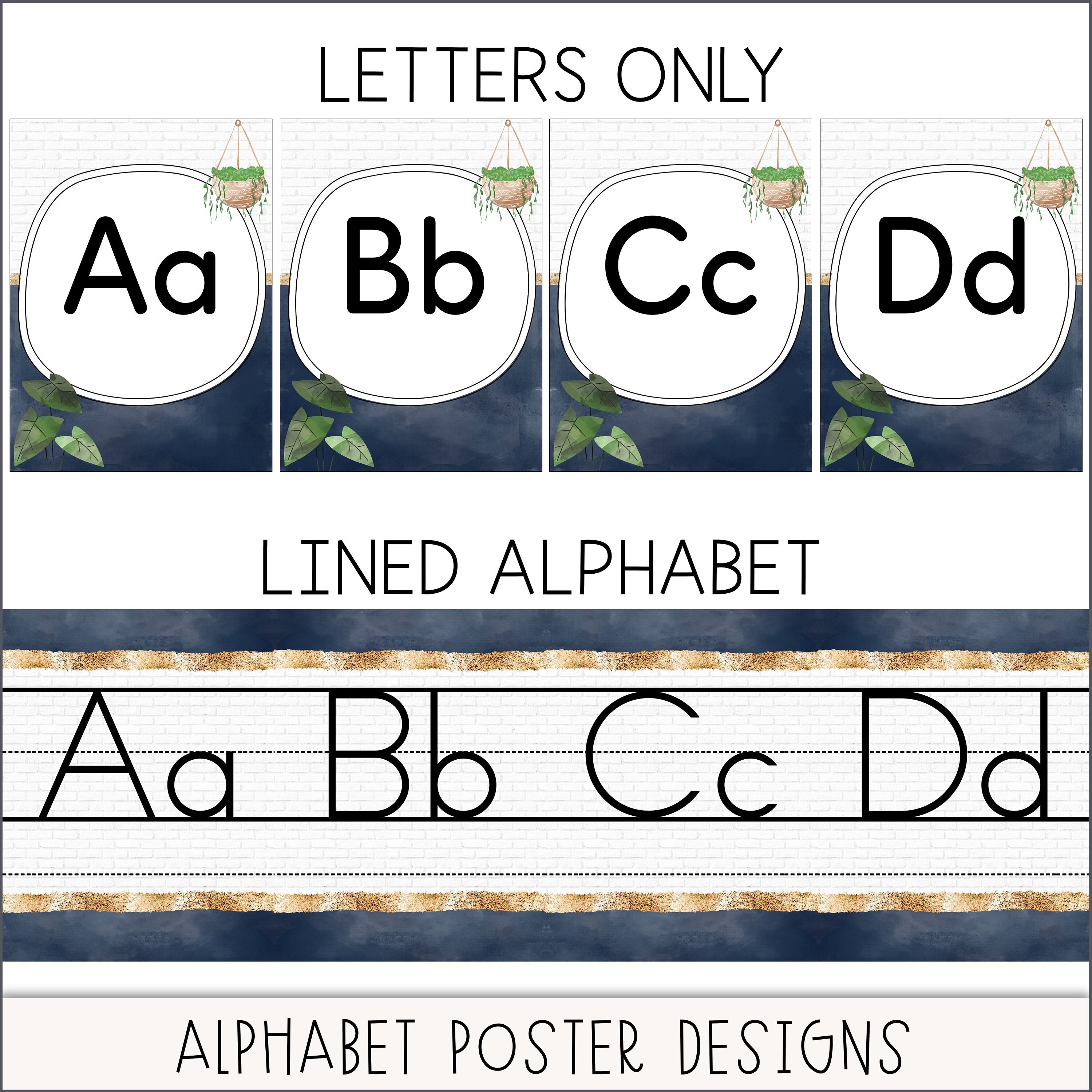 Modern Boho Classroom Alphabet Posters With Graphics Printable Alphabet ...