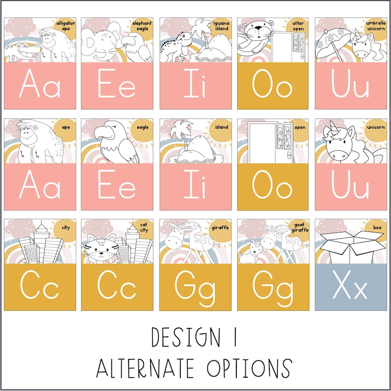 Alphabet Posters Boho Rainbow Classroom Alphabet Primary - Etsy