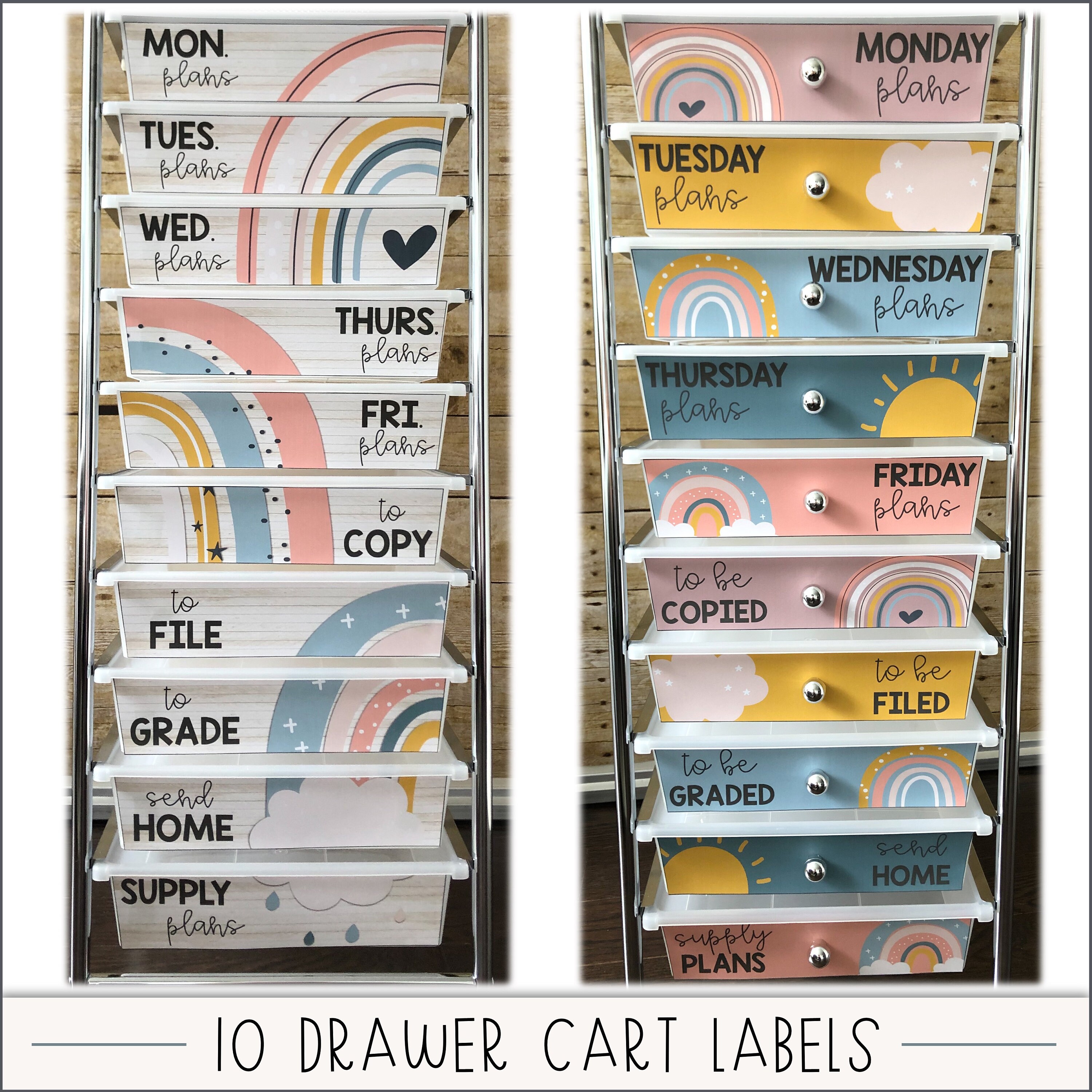 Rolling Cart Labels Boho Rainbow Trolley Cart Labels - Etsy