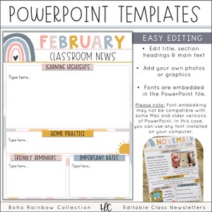 Classroom Newsletters | Boho Rainbow Classroom Decor | Editable ...