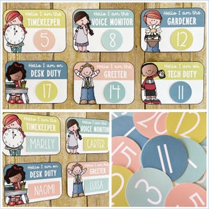 Hello Calm Classroom Jobs Display With Graphics and Editable Job Titles ...