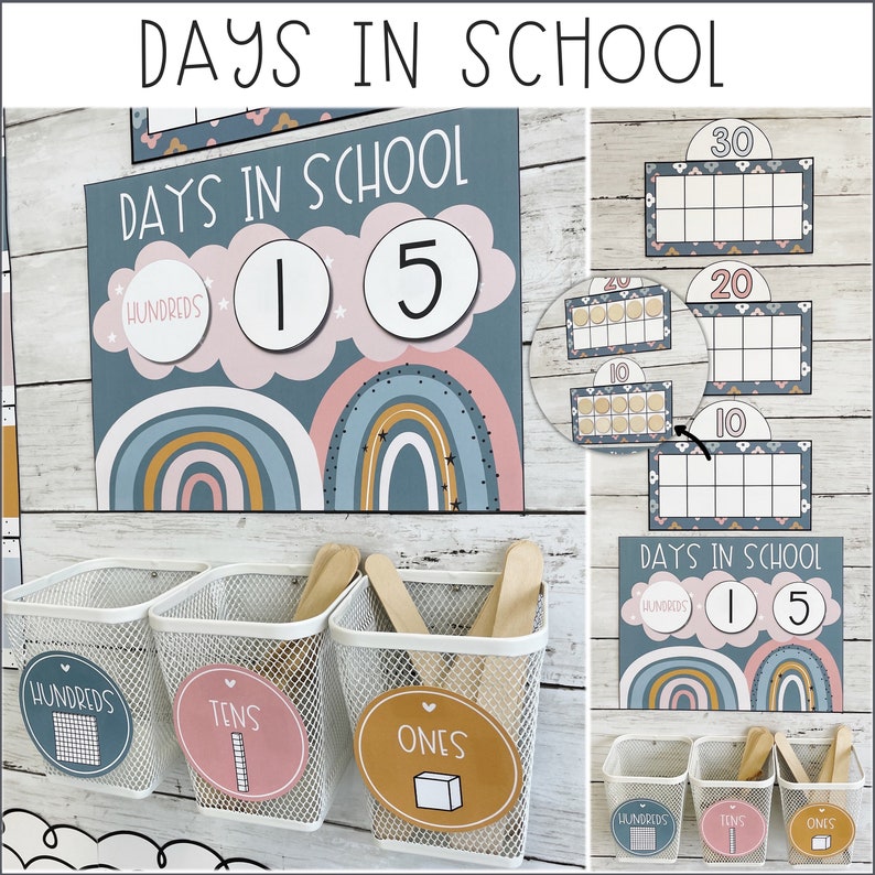 Classroom Calendar Boho Rainbow Classroom Decor Editable - Etsy