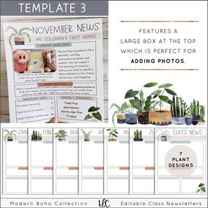 Classroom Newsletters | Boho Plants Classroom Decor | Editable ...